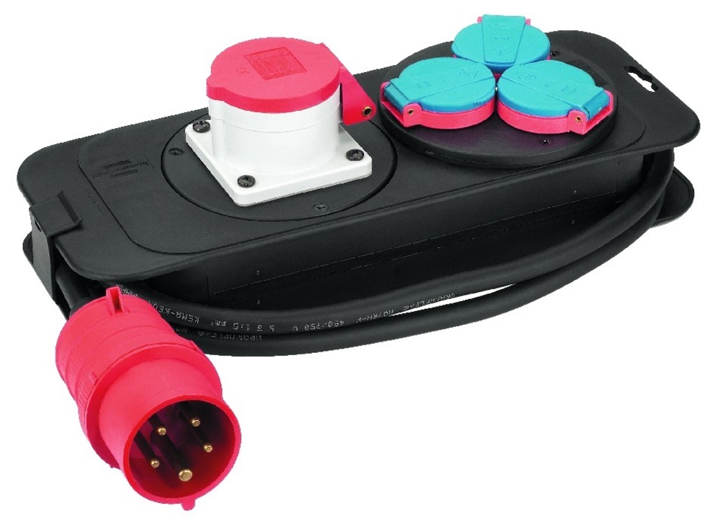 Monacor Schweiz AG - CEE Verteiler, 3 Schuko-Dose, 1x 5Pol CEE-Dose: